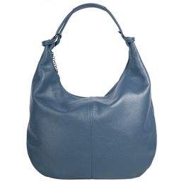 Shopper CLUTY, Damen, Gr. B/H/T: 35cm x 33cm x 7cm onesize, blau, Leder, leicht gl&auml;nzend, unifarben, Taschen Shopper, echt Leder, Made in Italy