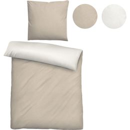 Wendebettw&auml;sche Biberna "Hermal", grau (kitt), B/L: 155cm x 200cm, 1 Stk., 1 Stk., Flanell, B/L: 80cm x 80cm, 2 Stk., Flanell, Obermaterial: 100% Baumwolle, Bettw&auml;sche, Wendebettw&auml;sche, Flanell in Melangeoptik, Winterbettw&auml;sche, Made in Germany