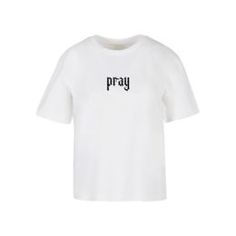 T-Shirt MISS TEE "Miss Tee Damen Praying Hands Tee", Damen, Gr. L, wei&szlig;, 100% Baumwolle, bedruckt, oversize, Rundhals, Shirts T-Shirt