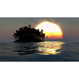 Fototapete papermoon "Insel im Sonnenuntergang", bunt, B:2,5m L:1,86m, Vlies, Tapeten