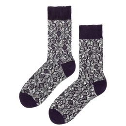 Socken Hudson "Socke Earthy Graphic", Damen, Gr. 39-42, blau (marineblau 0335), Obermaterial: 36% Baumwolle CO. 22% Polyacryl PAN. 22% Polyamid PA. 20% Wolle WO., Socken Socken