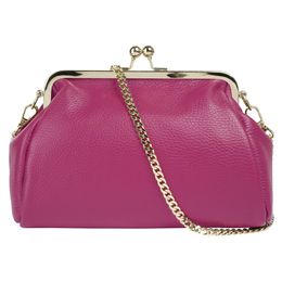 Abendtasche CLUTY, Damen, Gr. B/H/T: 23cm x 15cm x 7cm onesize, pink, Leder, leicht gl&auml;nzend, unifarben, Taschen Abendtasche, echt Leder, Made in Italy