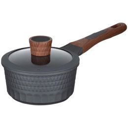 Kasserolle RESTO KITCHENWARE "Capella, So&szlig;entopf 1,4 l, antihaftbeschichtet und sp&uuml;lmaschinenfest", schwarz (schwarz, matt), H:8cm L:35,5cm &Oslash;:16cm, T&ouml;pfe, Kasserolle, mit Glasdeckel und sto&szlig;d&auml;mpfendem Silikonrand, im Geschenkkarton