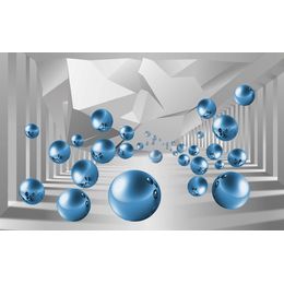 Fototapete papermoon "Abstrakt 3D Effekt Blau", bunt, B:2,5m L:1,86m, Vlies, Tapeten