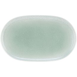 Servierplatte Seltmann Weiden "Sento Home", gr&uuml;n, mint, wei&szlig;, gesprenkelt, B:20,5cm H:2,7cm L:33,4cm, Porzellan, Servierplatten, Servierplatte, Platte, Teller oval