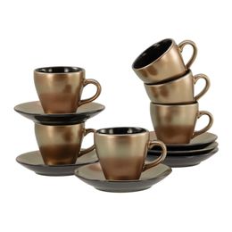 Espressotasse Creatable "Golden Days Schwarz, Espressoset, 12-tlg.", schwarz, 12 Stk., Steinzeug, Trinkgef&auml;&szlig;e, Espressotasse, Goldfarbene Spezialglasur
