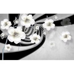 Fototapete papermoon "Abstrakt 3D Effekt mit Blumen", bunt, B:2,5m L:1,86m, Vlies, Tapeten