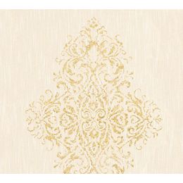 Textiltapete ARCHITECTS PAPER "Luxury wallpaper", gold (creme gold), B:0,53m L:10,05m, Viskose, Vlies, Tapeten, Textil Tapete Barock Metallic Effekt Tapeten Wohnzimmer Schlafzimmer