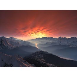 Fototapete papermoon "ALPEN-SEE im Gebirge", bunt, B:2,5m L:1,86m, Vlies, Tapeten