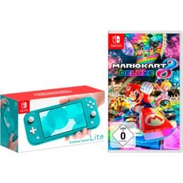 NINTENDO SWITCH Konsolen-Set "Switch Lite + Mario Kart 8 Deluxe", blau (t&uuml;rkis), B:20,8cm H:9,11cm T:1,39cm, Spielekonsolen