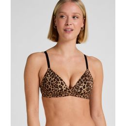 Hunkem&ouml;ller B&uuml;gelloser BH HUNKEM&Ouml;LLER "Vorgeformter BH ohne B&uuml;gel Mona", Damen, Gr. 80D, Cup D, braun, 57% Polyamid, 28% Polyester, 15% Elasthan, BHs