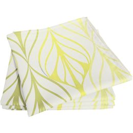 Stoffserviette Adam "Wave", bunt (natur, hellgr&uuml;n, gelb), B:30cm L:30cm, Obermaterial: 73% Leinen, 27% Baumwolle, Servietten, aus Bio-Baumwolle,Made in Germany