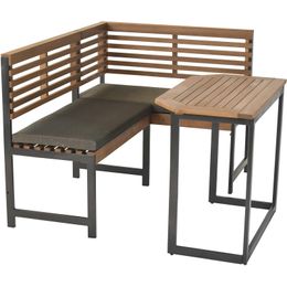 Eckbankgruppe Merxx "&raquo;Eckbank Set&laquo;", beige (natur, natur, graphit), Aluminium, FSC-zertifizierter Holzwerkstoff, Sitzm&ouml;bel-Sets, Eckbankgruppe, Eckbank und Klappentisch aus Akazienholz, flexibel Montageoptionen