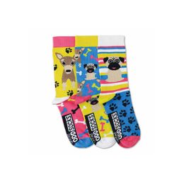 Kurzsocken United Oddsocks "Socken 3er Pack", M&auml;dchen, Gr. 30,5-38,5, bunt (pugs), Obermaterial: 80% Baumwolle CO. 19% Polyamid PA. 1% Elasthan EL., Socken