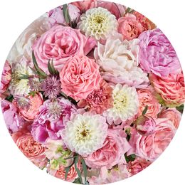 Fototapete Komar "Vlies selbstklebend - Beautiful Blossoms - Gr&ouml;&szlig;e 125 x 125 cm", bunt (rot, rosa, gelb), B:125m L:125m, Vlies, Tapeten, Wohnzimmer, Schlafzimmer