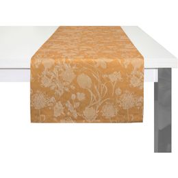 Tischl&auml;ufer Adam "Flower Cuv&eacute;e" Gr. 1, gelb (curry), B:50cm L:150cm, Bio-Baumwolle, Tischdecken