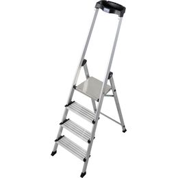 Stehleiter Krause "Safety Plusline", grau (aluminiumfarben), B:48cm H:15cm L:185cm, Aluminium, Leitern, Aluminium, 4 Stufen, Arbeitsh&ouml;he ca. 285 cm