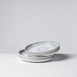 Dessertteller GIPFELST&Uuml;CK "Teller Set, Tiefer See", grau, wei&szlig;, B:26cm L:26cm &Oslash;:22cm, Steinzeug, Speiseteller, Scandi-Style, gl&auml;nzende Reaktivglasur, jedes St&uuml;ck ein Unikat