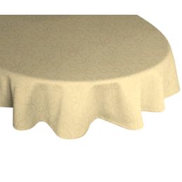 Tischdecke WIRTH "Westport" Gr. 1, beige, B:190cm L:130cm, Polyester, Tischdecken, Tischdecke, Made in Germany, Jacquard Dekostoff, Blatt-Design, Pflegeleicht