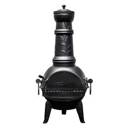 Grillkamin Buschbeck "Leaf 136", schwarz, B:48cm H:136cm T:48cm, Grills, BxTxH: 48x48x136 cm