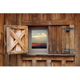 Fototapete papermoon "Scheunenfenster", bunt, B:2,5m L:1,9m, Vlies, Tapeten