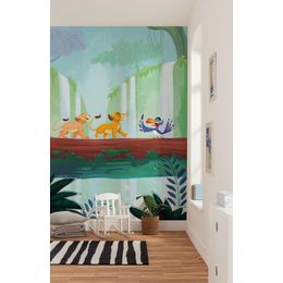 Kindertapete Komar "Disney The Lion King Classic Waterfall", bunt (blau,gr&uuml;n), B:200m H:250m, Vlies, Tapeten