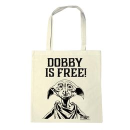 Henkeltasche logoshirt "Baumwolltasche Dobby Is Free", Damen, Gr. B/H/T: 38cm x 42cm x 1cm, beige (natur), Baumwolle, mehrfarbig, Taschen, mit Dobby-Print