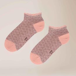 Sneakersocken Kunert "Sneaker Summer Flower", Damen, Gr. 39-42, lila (coral 1515), Obermaterial: 87% Baumwolle CO. 10% Polyamid PA. 3% Elasthan EL., Socken Sneakersocken