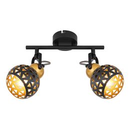 Globo LIGHTING Deckenspot "SARRA", schwarz matt, 2, H: 17,5cm, 1 Stk., Leuchten, Schwarzer Strahler mit Golddekor und Lebensblume-Muster, Deckenspot