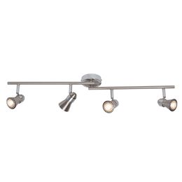 Brilliant LED Deckenstrahler "Sanny", silber (silberfarben), 4, H: 13,5cm, Leuchten, LED Spotrohr 4flg eisen/chrom, 15,5cm H&ouml;he, GU10 max. 7W, Metall, LED Deckenstrahler
