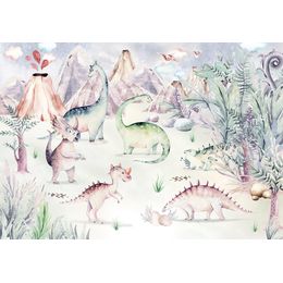 Vliestapete Komar "Digitaldruck Vlies - Dino Playground - Gr&ouml;&szlig;e 400 x 280 cm", bunt, B:400m L:280m, Vlies, Tapeten, Kinderzimmer