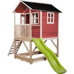 Spielturm EXIT "Loft 500", rot (natur, wei&szlig;, rot), Spielt&uuml;rme, KinderB:328cm H:253cm T:190cm, Holz, BxTxH: 328x255x185 cm, B:328cm H:253cm T:190cm