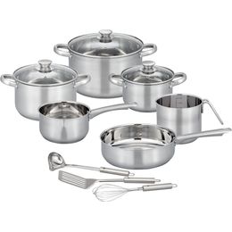 Topf-Set GSW "Toronto", silber (silberfarben), 2,8 l, T&ouml;pfe, mehrteiliges Kochtopf-Set aus Edelstahl inkl. praktischer K&uuml;chenhelfer