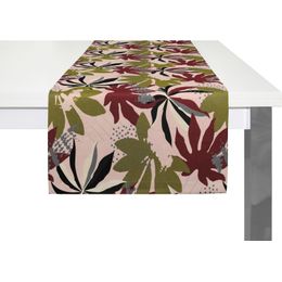 Tischl&auml;ufer Adam "Jungle" Gr. 1, bunt (dunkelrot, gr&uuml;n, rosa), B:150cm L:50cm, Bio-Baumwolle, Tischdecken, GOTS organic,zertifiziert durch CERES 0242Made in Germany