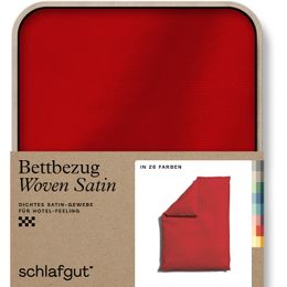 Bettbezug Schlafgut "Woven Satin", rot (rot deep), L:200cm, Mako-Satin, Obermaterial: 100% Baumwolle, Bettbez&uuml;ge, besonders dicht gewebt, Mix & Match: passender Kissenbezug erh&auml;ltlich