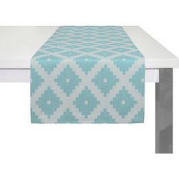 Tischl&auml;ufer Adam "Maroccan Shiraz" Gr. 1, blau (t&uuml;rkis), B:50cm L:150cm, Bio-Baumwolle, Tischdecken