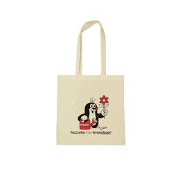 Henkeltasche logoshirt "Der kleine Maulwurf - G&auml;rtner", Damen, Gr. B/H/T: 38cm x 42cm x 1cm, beige (ecru), Baumwolle, bedruckt, Taschen, mit coolem Motiv