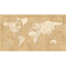 Vliestapete Komar "Digitaldruck Vlies - Vintage World Map - Gr&ouml;&szlig;e 500 x 280 cm", bunt, B:500m L:280m, Vlies, Tapeten, Kinderzimmer