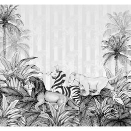 Vliestapete Komar "Digitaldruck Vlies - Lion King Monochrome - Gr&ouml;&szlig;e 300 x 280 cm", bunt, B:300m L:280m, Vlies, Tapeten, Kinderzimmer