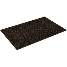 Teppich "Waves", braun (schwarz, braun), B:60cm H:8mm L:90cm, Polyester, wash+dry by Kleen-Tex, Teppiche, Teppich, In- und Outdoor geeignet, waschbar, Wohnzimmer