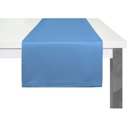 Tischl&auml;ufer WIRTH "Umea" Gr. 1, blau (mittelblau), B:150cm L:40cm, Polyester, Tischdecken