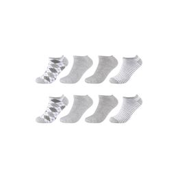 Sneakersocken s.Oliver "8er Pack", Damen, Gr. 35-38, wei&szlig;, 78% Baumwolle, 20% Polyamid, 2% Elasthan, gestreift, Socken Sneakersocken