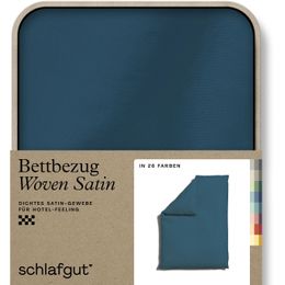 Bettbezug Schlafgut "Woven Satin", blau (petrol deep), L:200cm, Mako-Satin, Obermaterial: 100% Baumwolle, Bettbez&uuml;ge, besonders dicht gewebt, Mix & Match: passender Kissenbezug erh&auml;ltlich