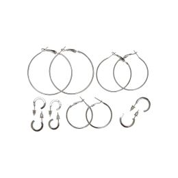 Schmuckset Urban Classics "Urban Classics Damen Basic Hoop Earrings 6-Pack", silber, Schmuck_Sets, Damen, onesize, Eisen, Stahl, unifarben, Schmuckset
