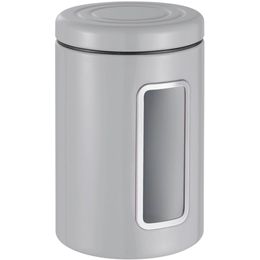 Vorratsdose Wesco "Classic Line", grau, B:12,5cm H:18,9cm, Lebensmittelaufbewahrungsbeh&auml;lter, Vorratsdose, Deckel mit Kunststoffring / Sichtfenster aus Acryl, 2 L