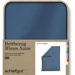 Bettbezug Schlafgut "Woven Satin", blau (blau mid), B:155cm L:220cm, Mako-Satin, Obermaterial: 100% Baumwolle, Bettbez&uuml;ge, besonders dicht gewebt, Mix & Match: passender Kissenbezug erh&auml;ltlich
