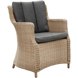 Gartensessel Destiny "LUNA", beige (natur meliert), B:60cm H:87cm T:71cm, Obermaterial: 100% Polyester. Miedereinsatz: 50% Polyester, 50% Polyurethan, Sessel, Aluminium, Polyrattan, inkl. Auflagen