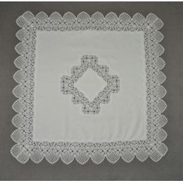 Mitteldecke Stickereien Plauen "Tischdecke Rosenzauber" Gr. 1, beige (sekt), B:85cm L:85cm, Polyester, Tischdecken, Mitteldecke, Plauener Spitze, Made in Germany