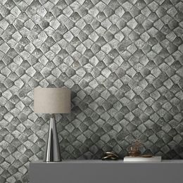 Vliestapete marburg "Tapete Pentagraphic Wallpaper", grau (grau,silber), B:0,7m H:0,01m L:10,05m, Vlies, Tapeten, moderne Vliestapete f&uuml;r Wohnzimmer Schlafzimmer K&uuml;che