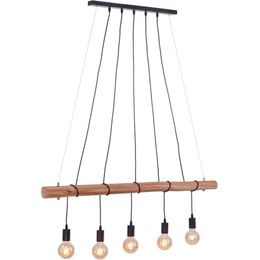 JUST LIGHT Pendelleuchte "DAMIAN", braun (schwarz, braun), 5, 1 Stk., Leuchten, H&auml;ngeleuchte, Eukalyptus-Holz, Pendelleuchte